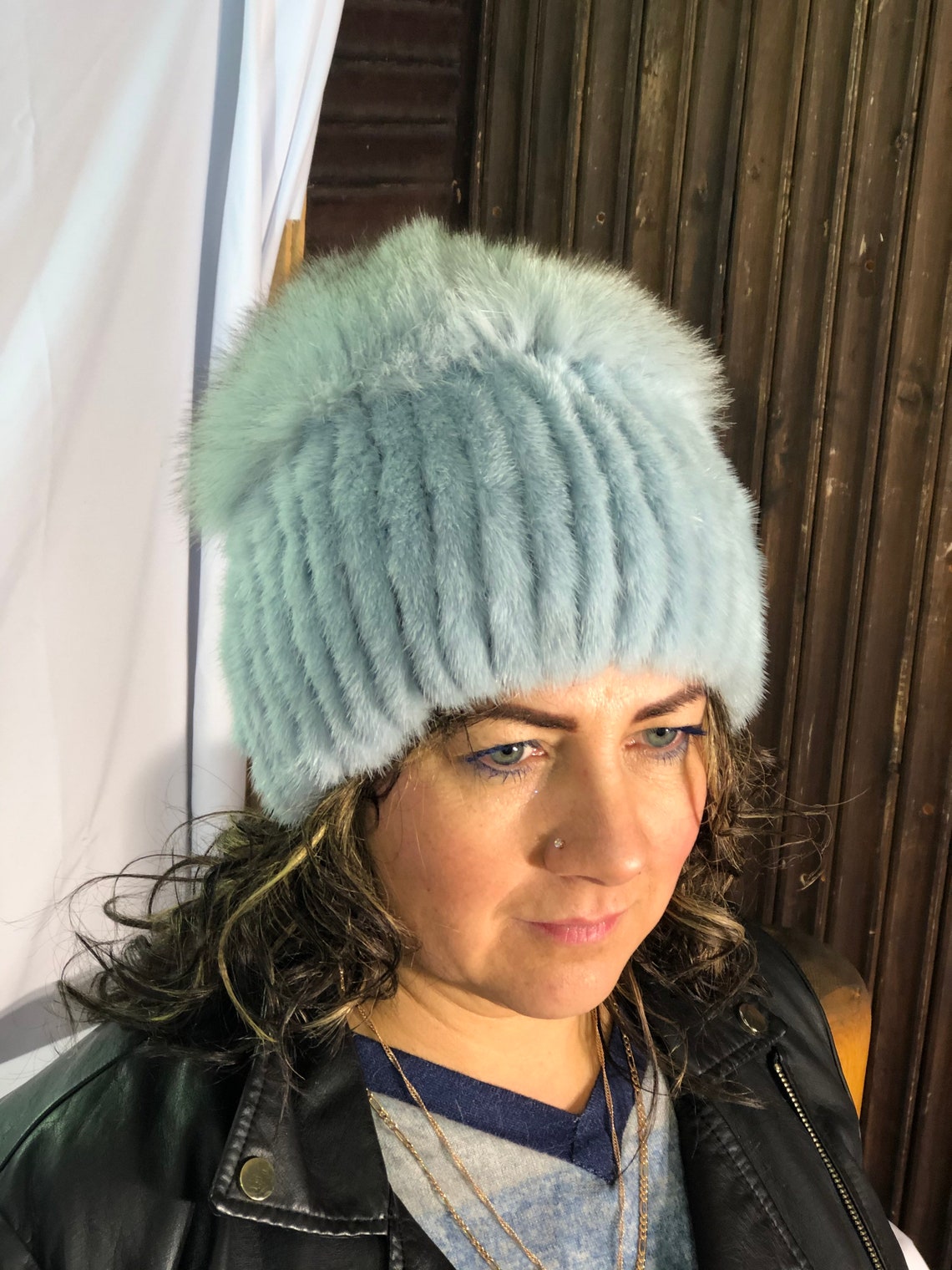 Baltic Face Mink Natural Hat W/ Natural Fox Knitted/ Woven | Etsy