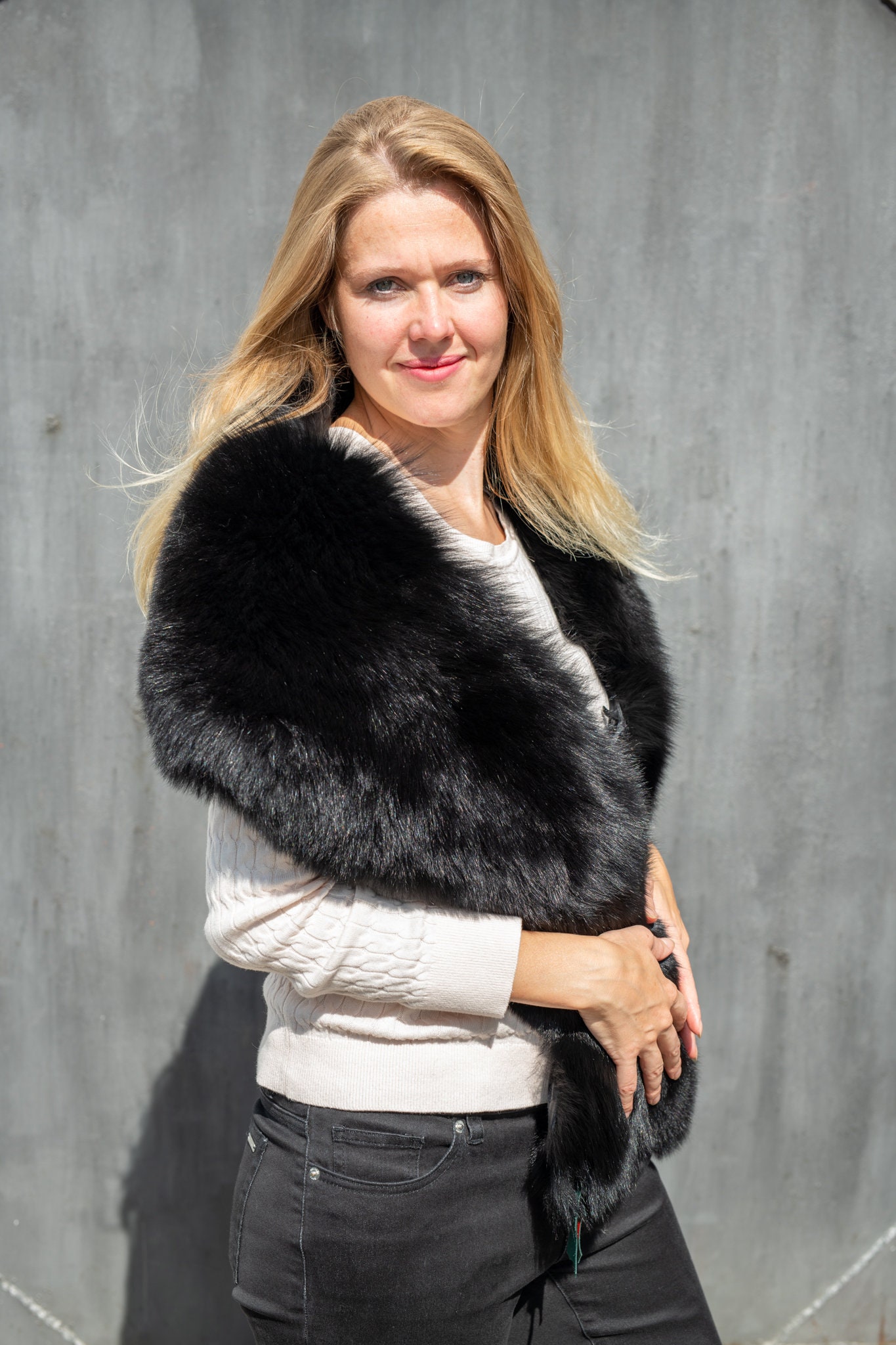 Collar and Cuffs Bundle Foxy in Black Natural Collar Scarf - Etsy