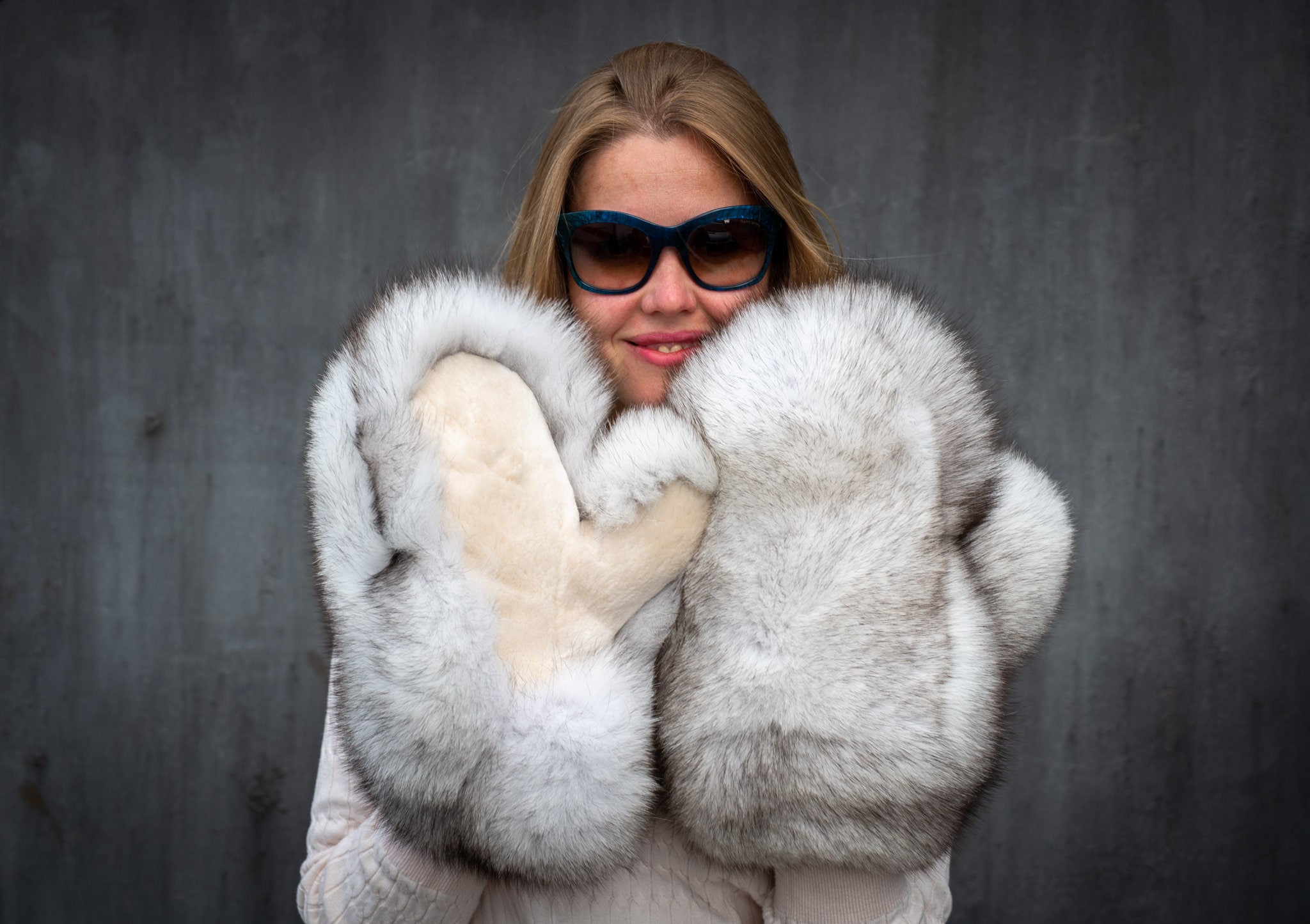 Women’s Fox Double Mittens (inner and Outer Gloves) Super Warm Fur ...