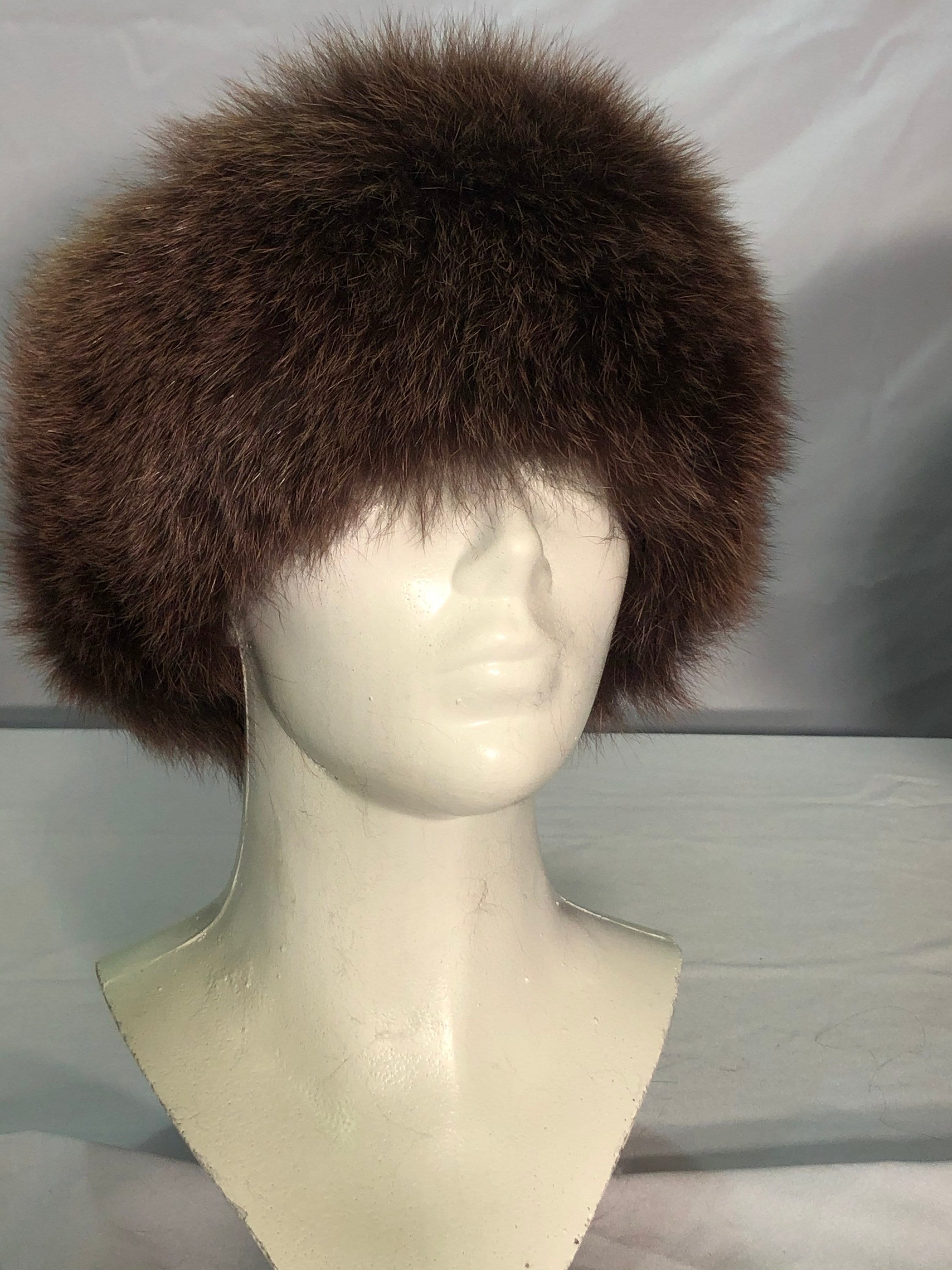 Visón natural Fox Beaver Weave/Knit Wool / Cotton Headband Women's Fur ...