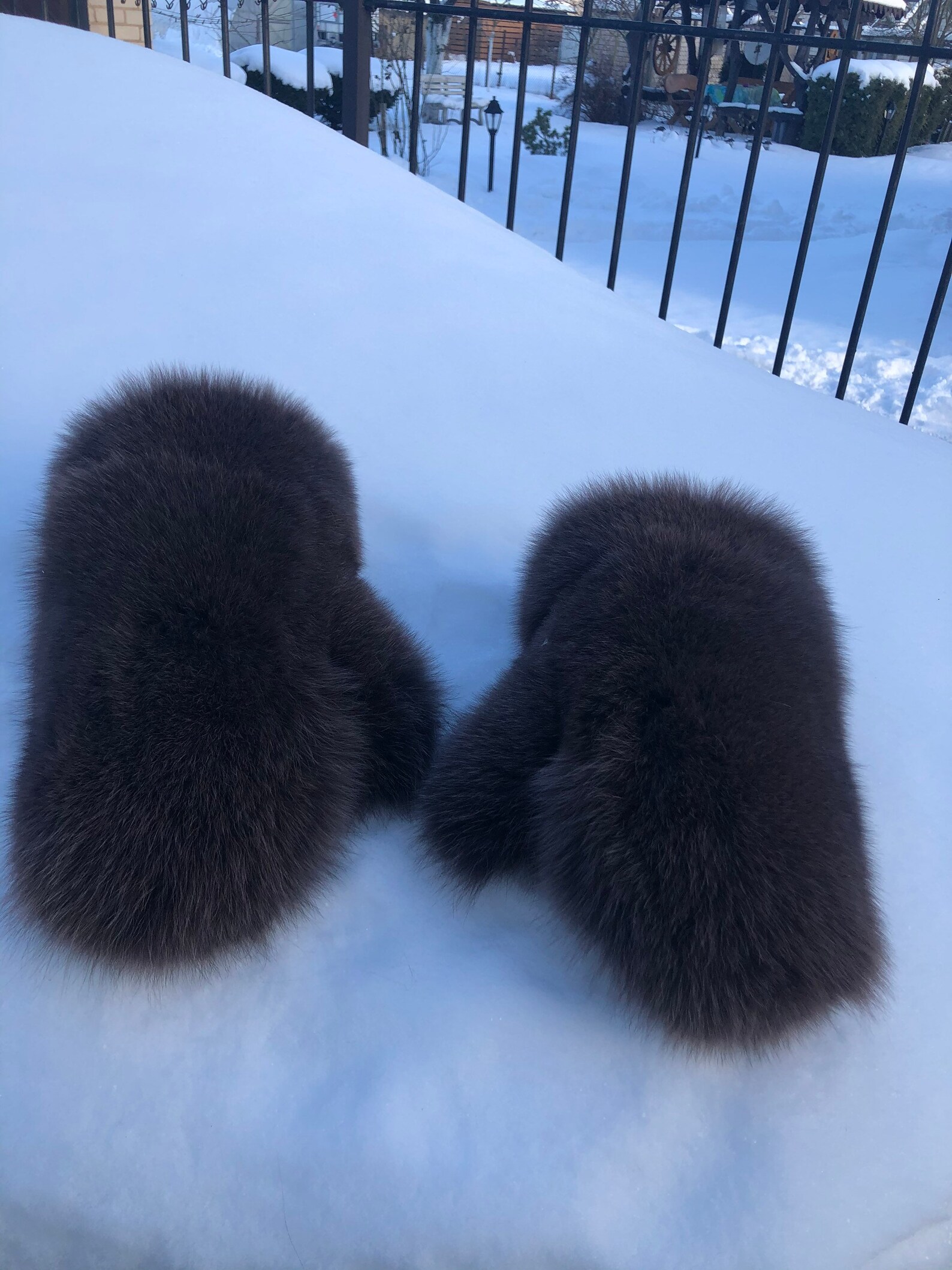Women’s Fox Double Mittens (inner and Outer Gloves) Super Warm Fur ...