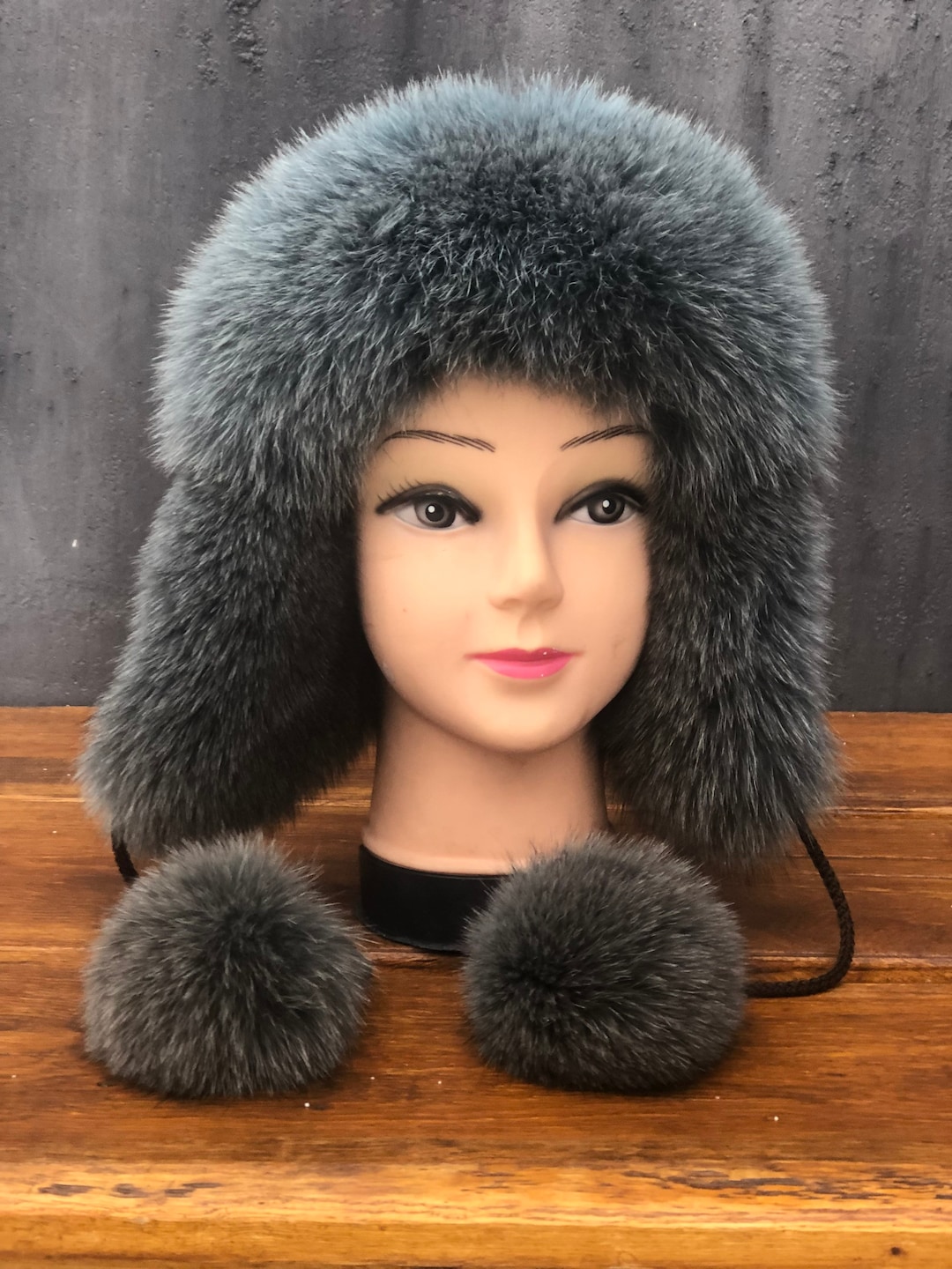 Fox Trappers Hat Colour Italian White Leather Womens Ushanka SAGA ...