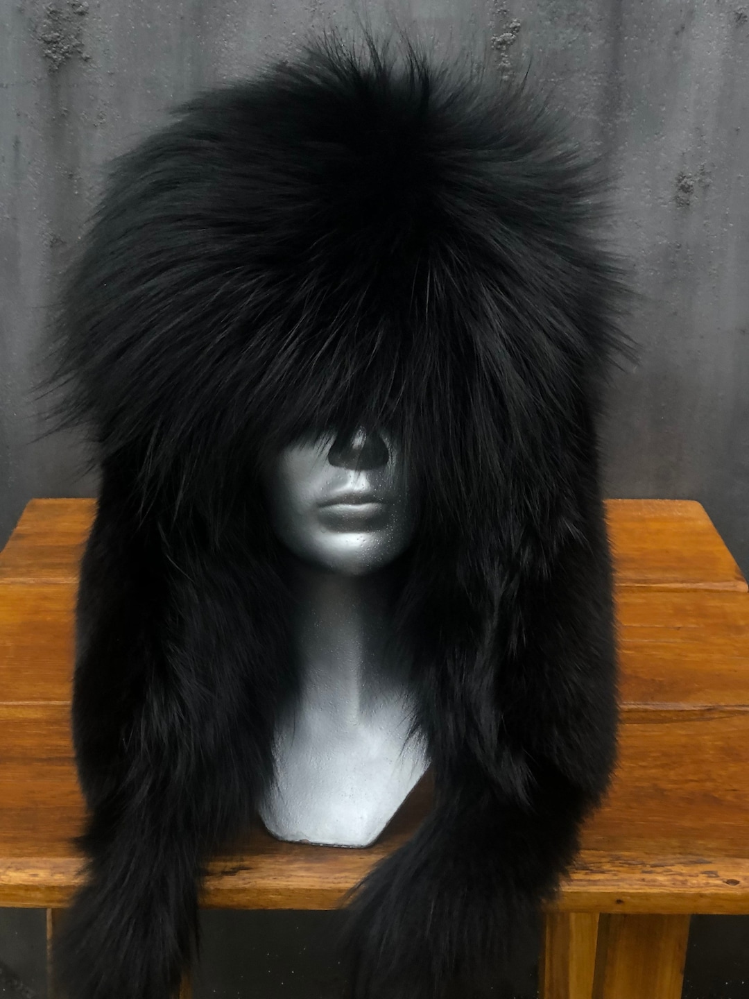 Unisex Natural Silver Fox Front and Fox Rear Black Trapper’s Hats SAGA ...
