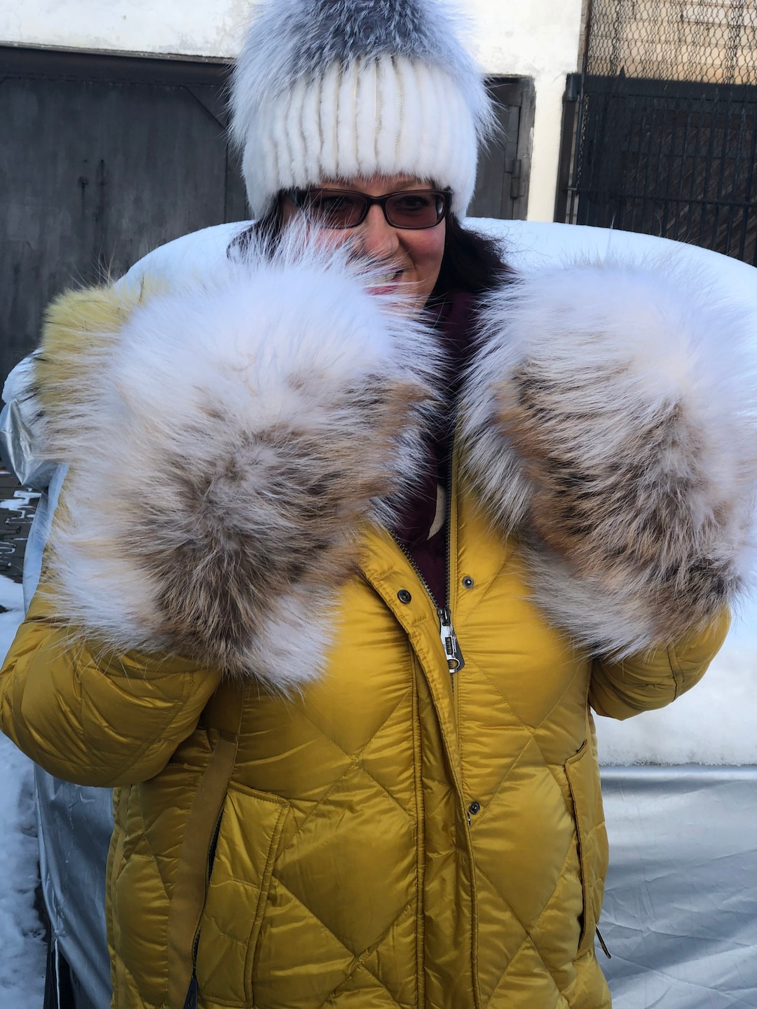 Womens Golden Island Fox Double Mittens inner and Outer Gloves Super ...