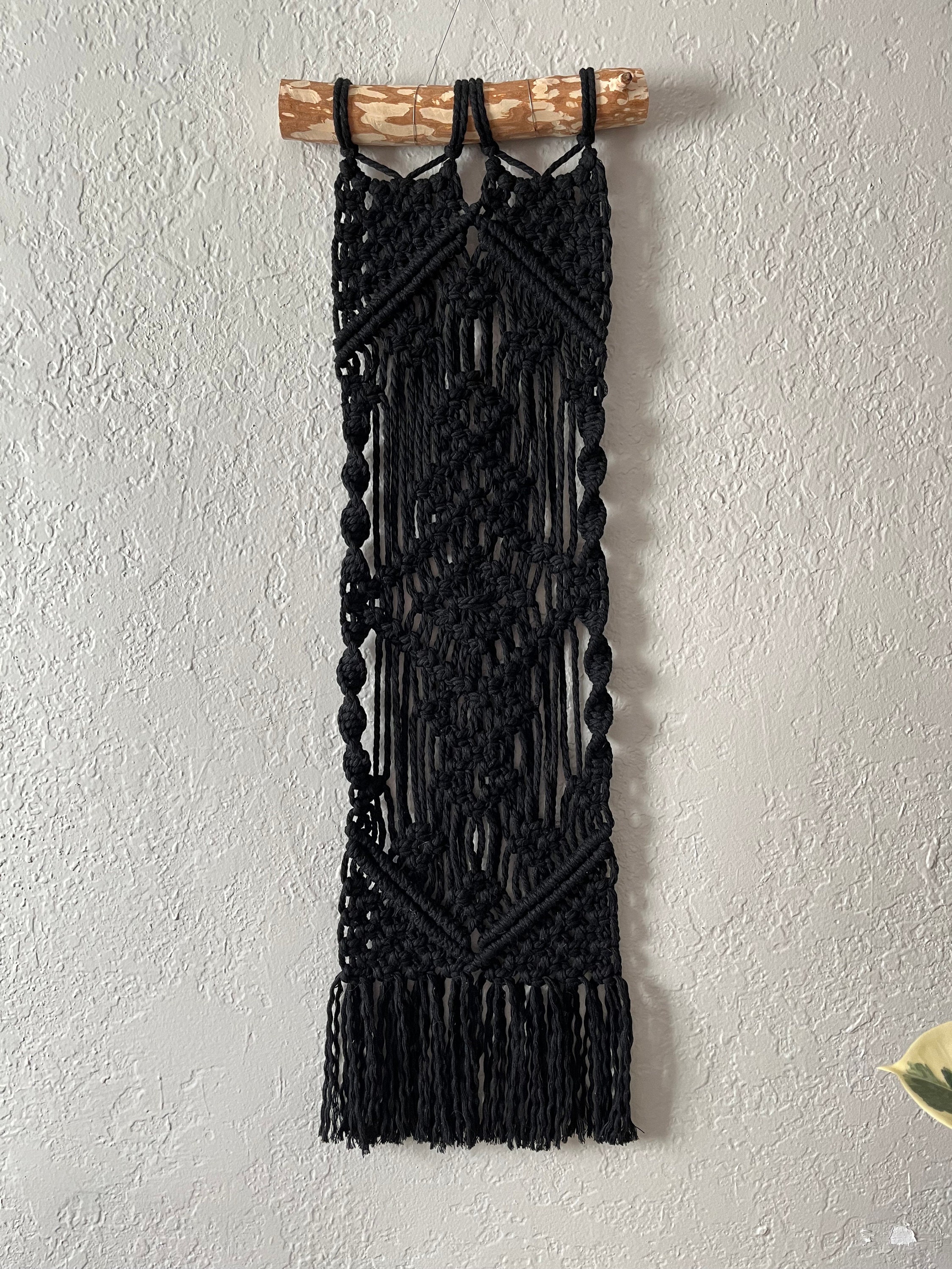 Woven Wall Decor Black Macrame Art Gothic Wall Hanging - Etsy