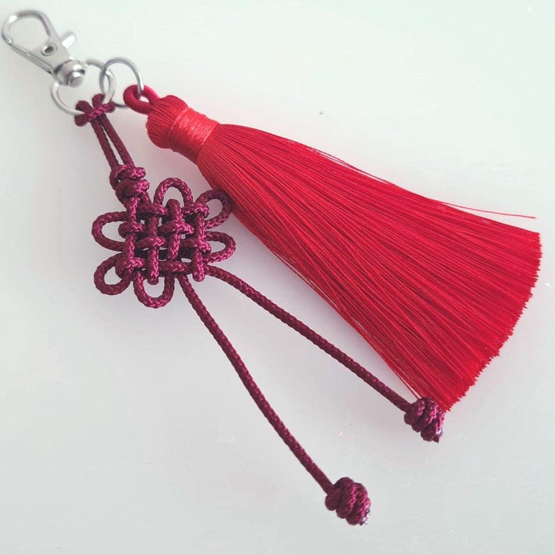 BTS Handmade Arirang Korean Tassel Keychain: Red Purple Maedeup Bag ...