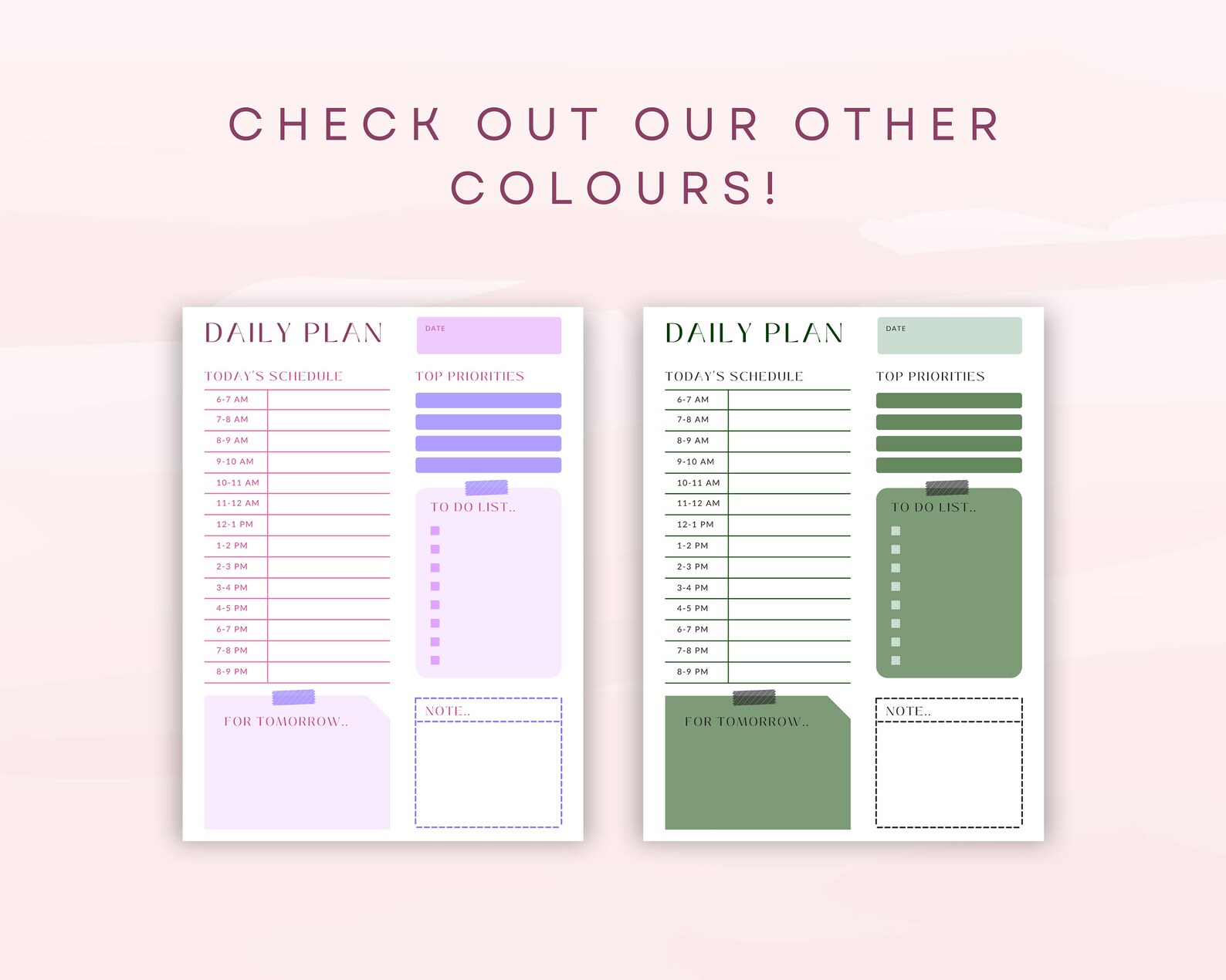 12 Hour Daily Planner, Work Day Organiser, Productivity Planner ...