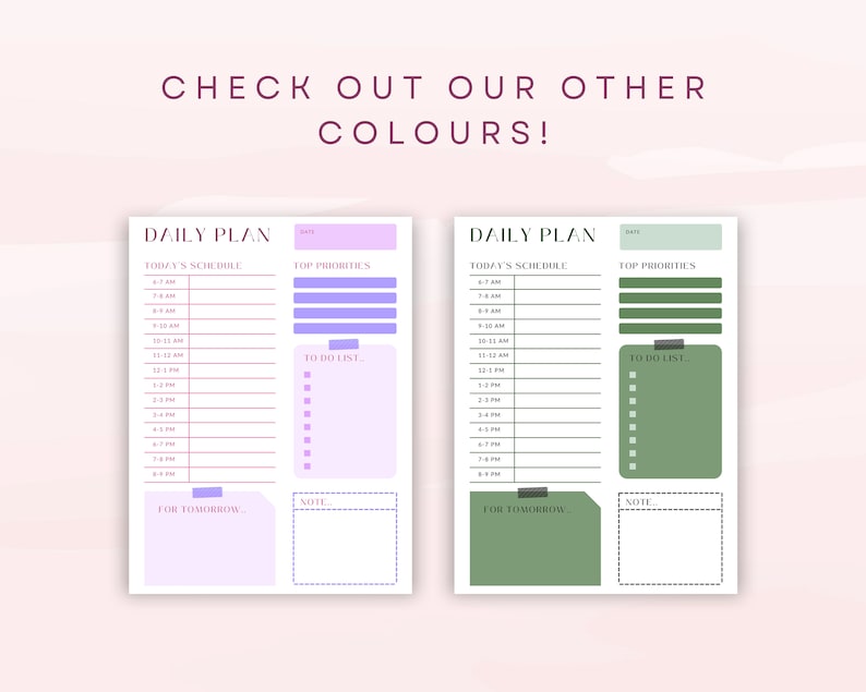 12 Hour Daily Planner, Work Day Organiser, Productivity Planner ...