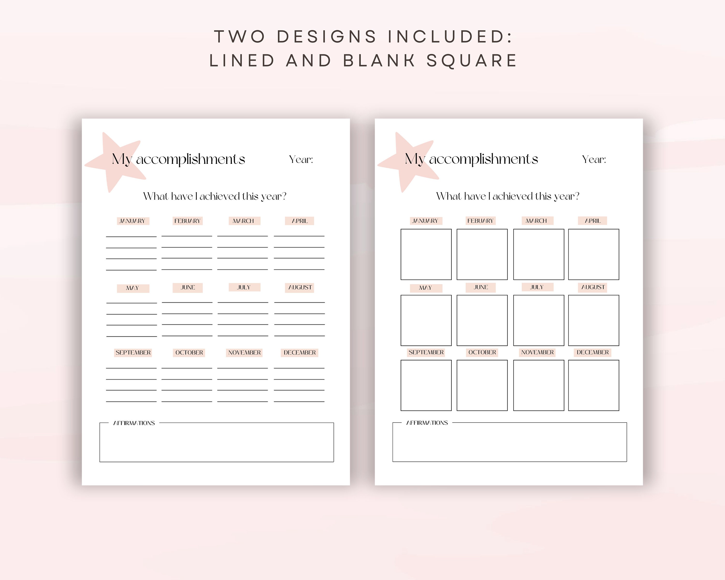 Accomplishment Tracker Printable, Yearly Reflection, Annual Review ...