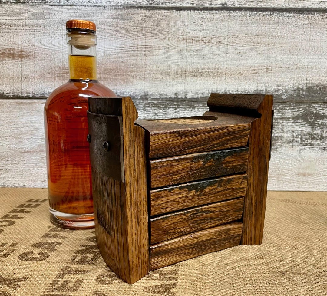 Coaster Caddy With Coasters Made From Repurposed Bourbon Barrels. 4 ...
