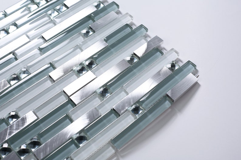 Linear Blue White Glass and Silver Aluminum Crystal Glass - Etsy