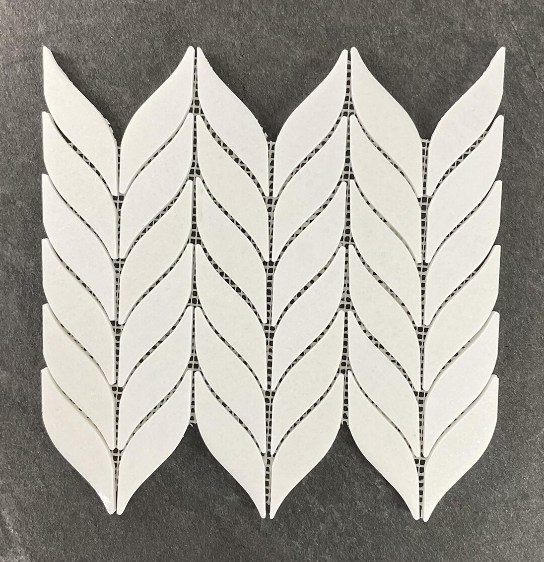 Thassos White Leaf Pattern Marble Mosaic Tile - EST000MQ12 - Etsy