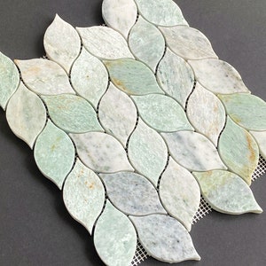 Ming Green/green Pearl Marble Leaf Pattern Mosaic Wall and Floor Tiles ...