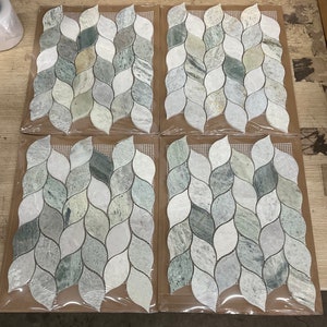Ming Green/green Pearl Marble Leaf Pattern Mosaic Wall and Floor Tiles ...