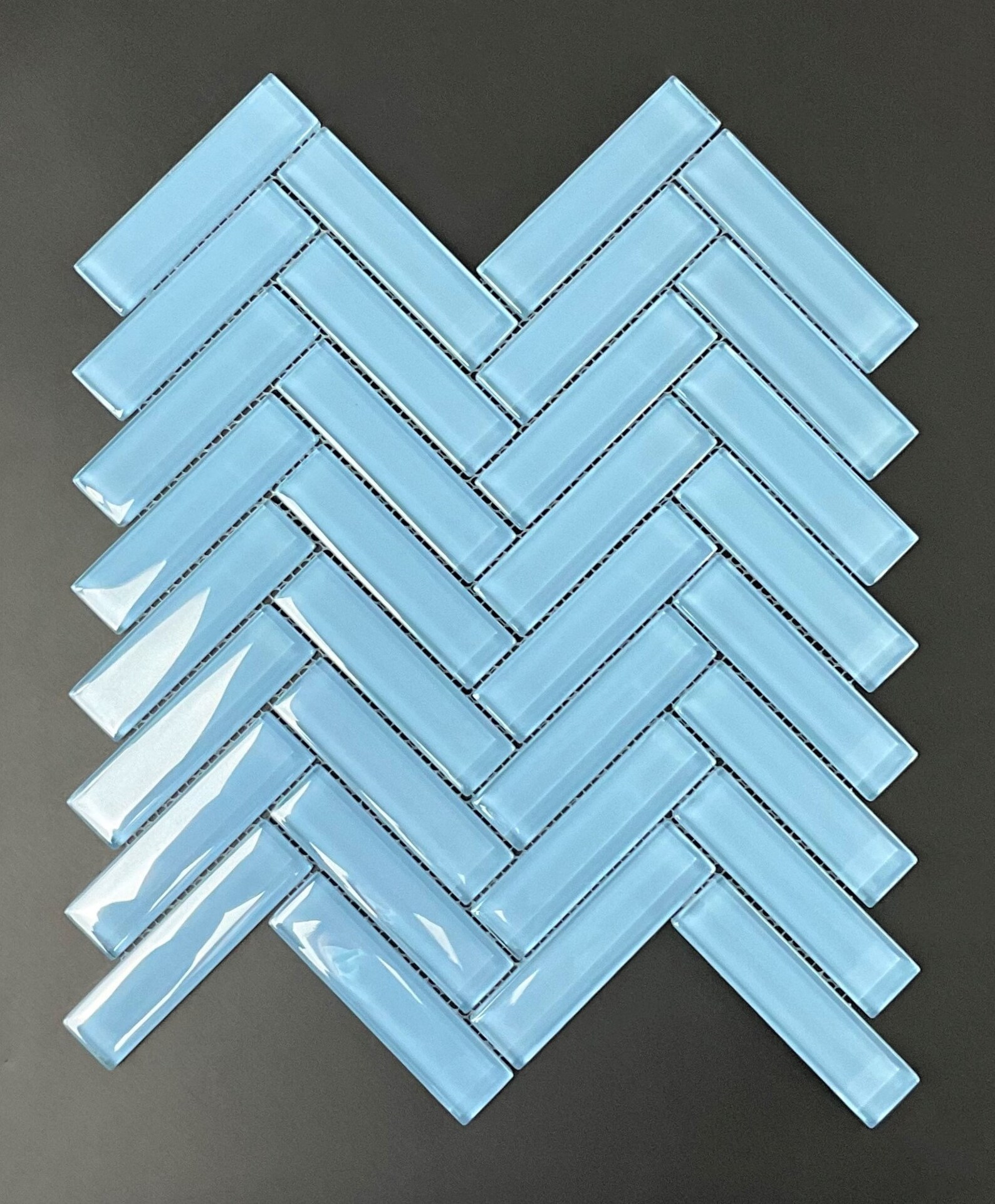Light Blue 1 X 4 Herringbone Linear Glass Mosaic - Etsy
