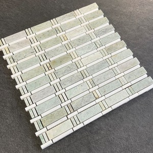 Ming Green & Thassos White Marble Mosaic Tile - EST000MD3 - Etsy