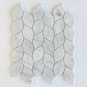 White Carrara Leaf Pattern Marble Mosaic Tile - EST000MQ1 - Etsy