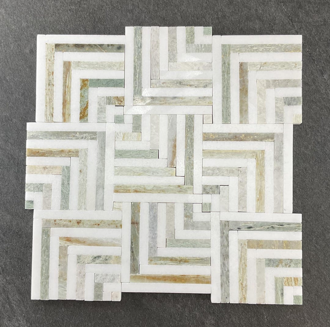 Ming Green and Thassos White Marble Mosaic Tile - LS6 - Etsy