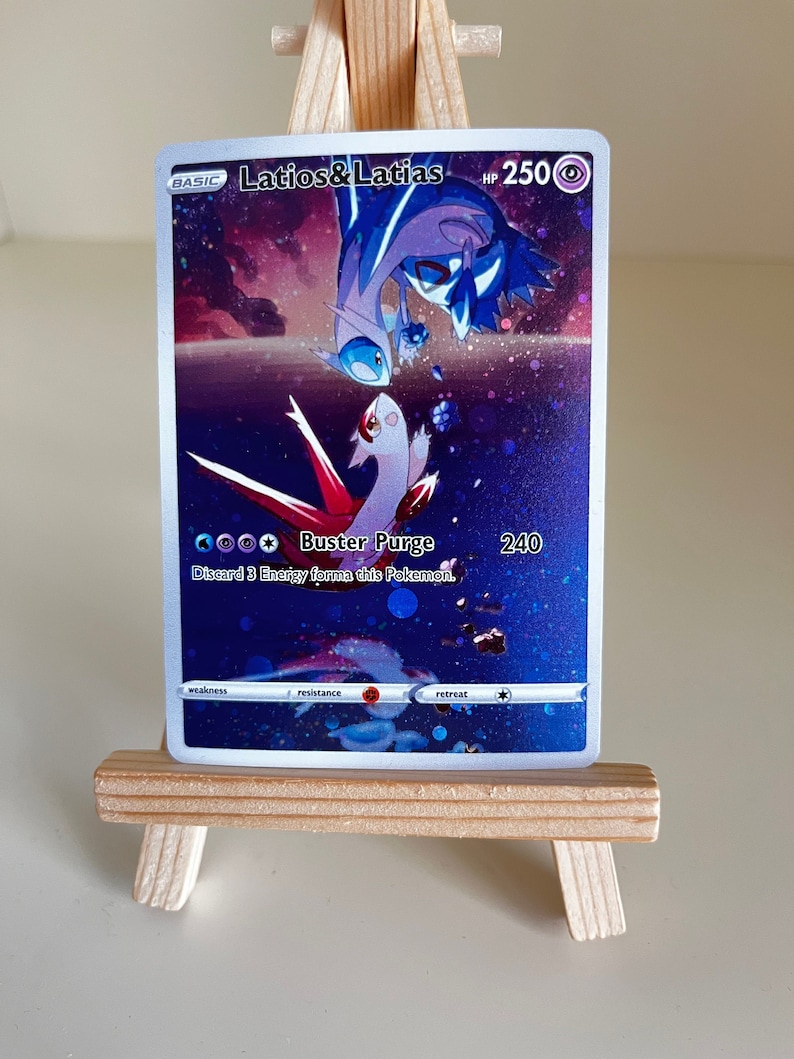 POKEMON Custom Card Orica Latios & Latias Full Art Cosmo Holo - Etsy