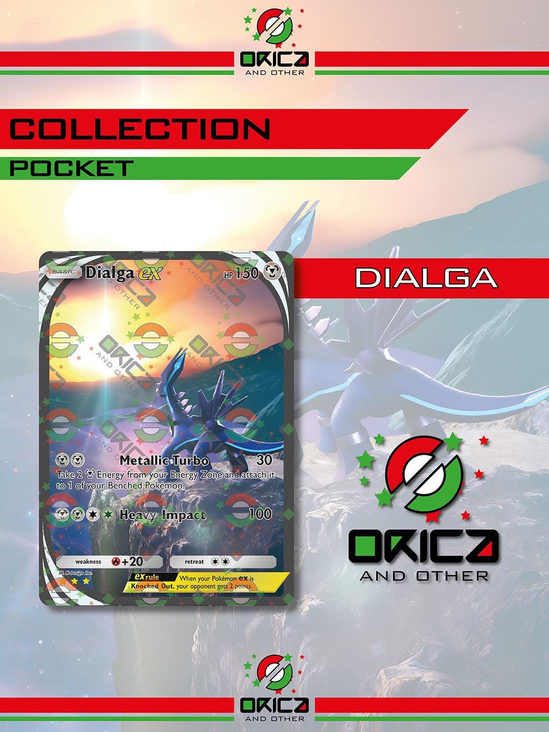 Custom Card Orica DIALGA Full Art With Relief Effects Cosmo Holo NEW ...