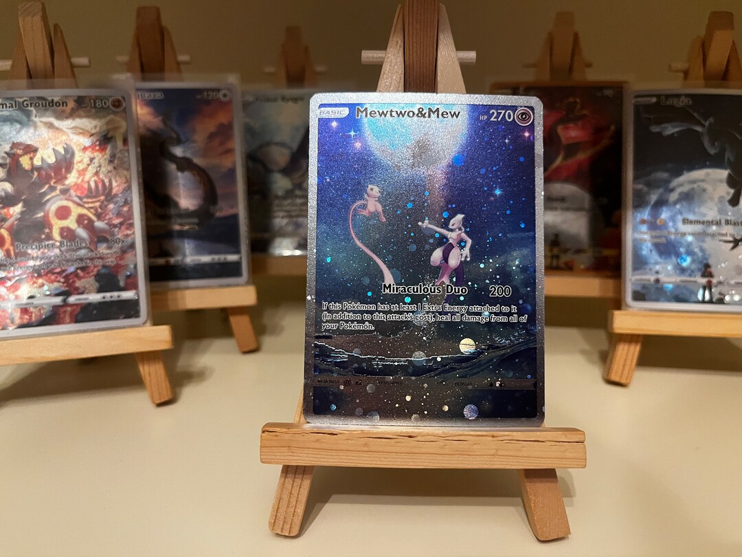 Custom Card Orica MEWTWO & MEW Full Art Fan Art Cosmo Holo - Etsy