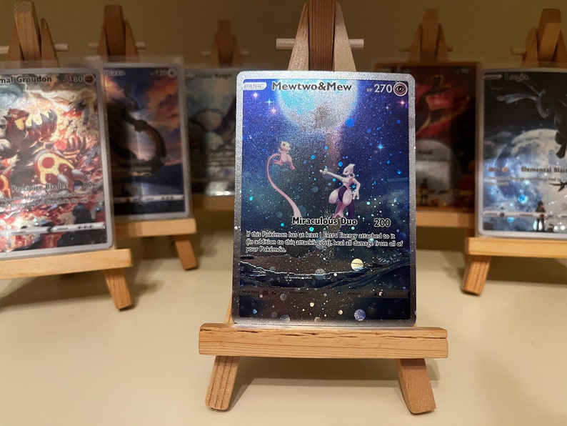 Custom Card Orica MEWTWO & MEW Full Art Fan Art Cosmo Holo - Etsy Canada