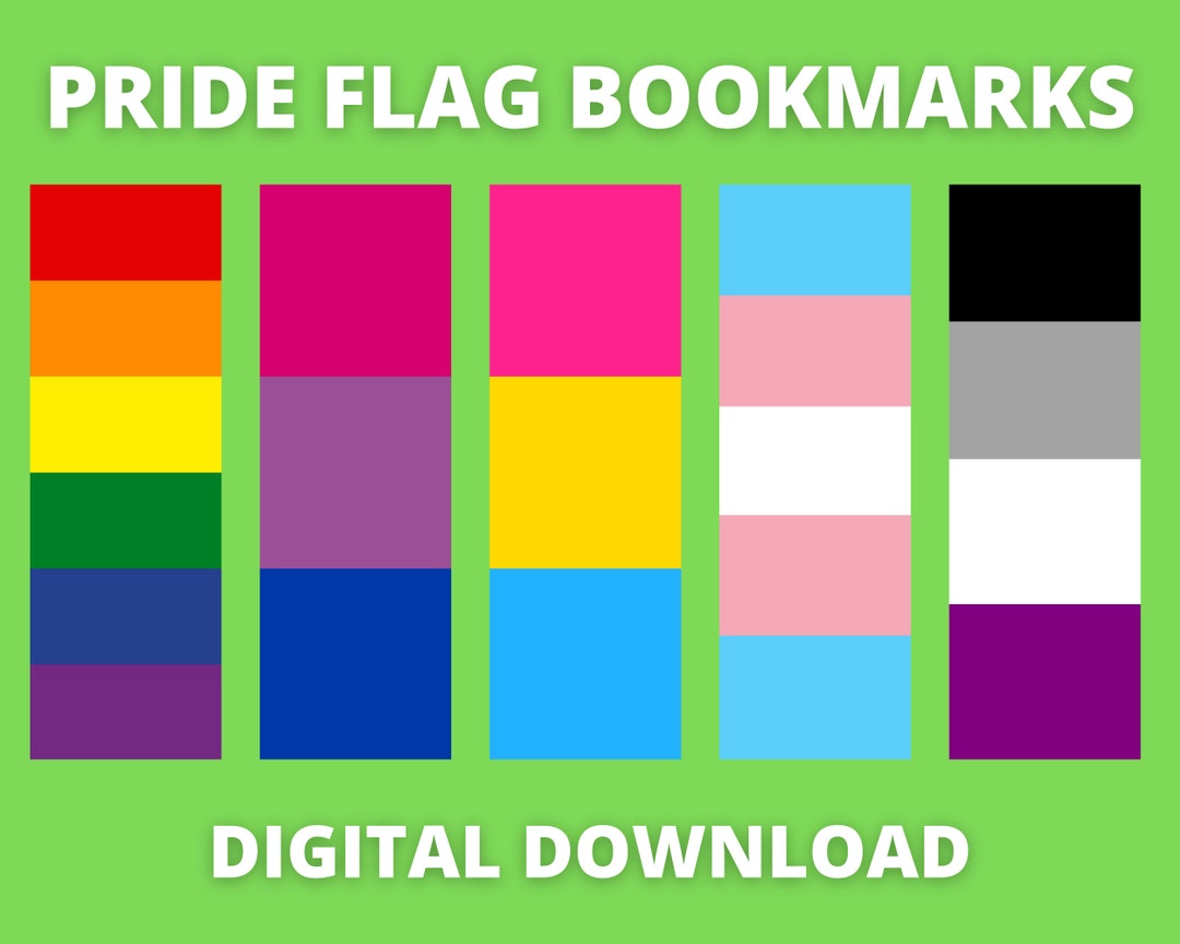 5 Pride Flag Bookmarks, LGBT Bookmarks, Printable Bookmarks, Digital ...