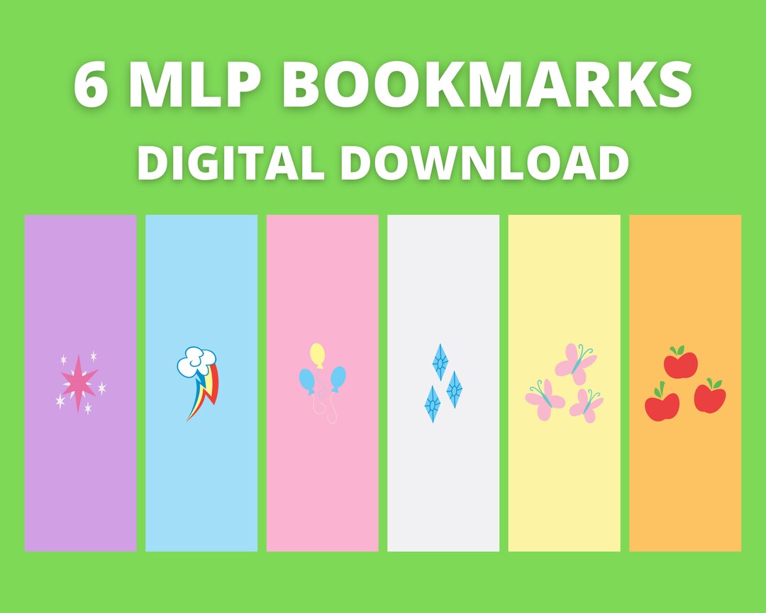 6 My Little Pony Bookmarks, MLP Bookmarks, MLP FIM Bookmarks, Cutie ...