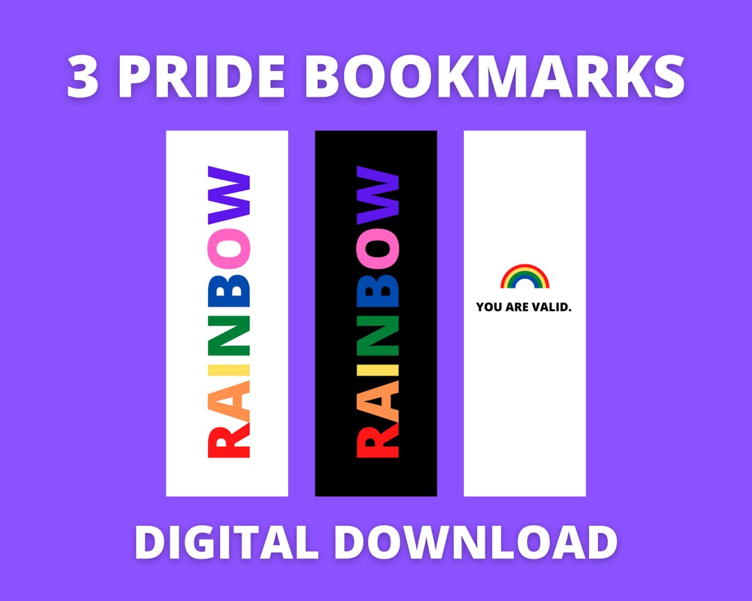 3 Pride Bookmarks, Rainbow Bookmarks, LGBT Bookmarks, Printable ...