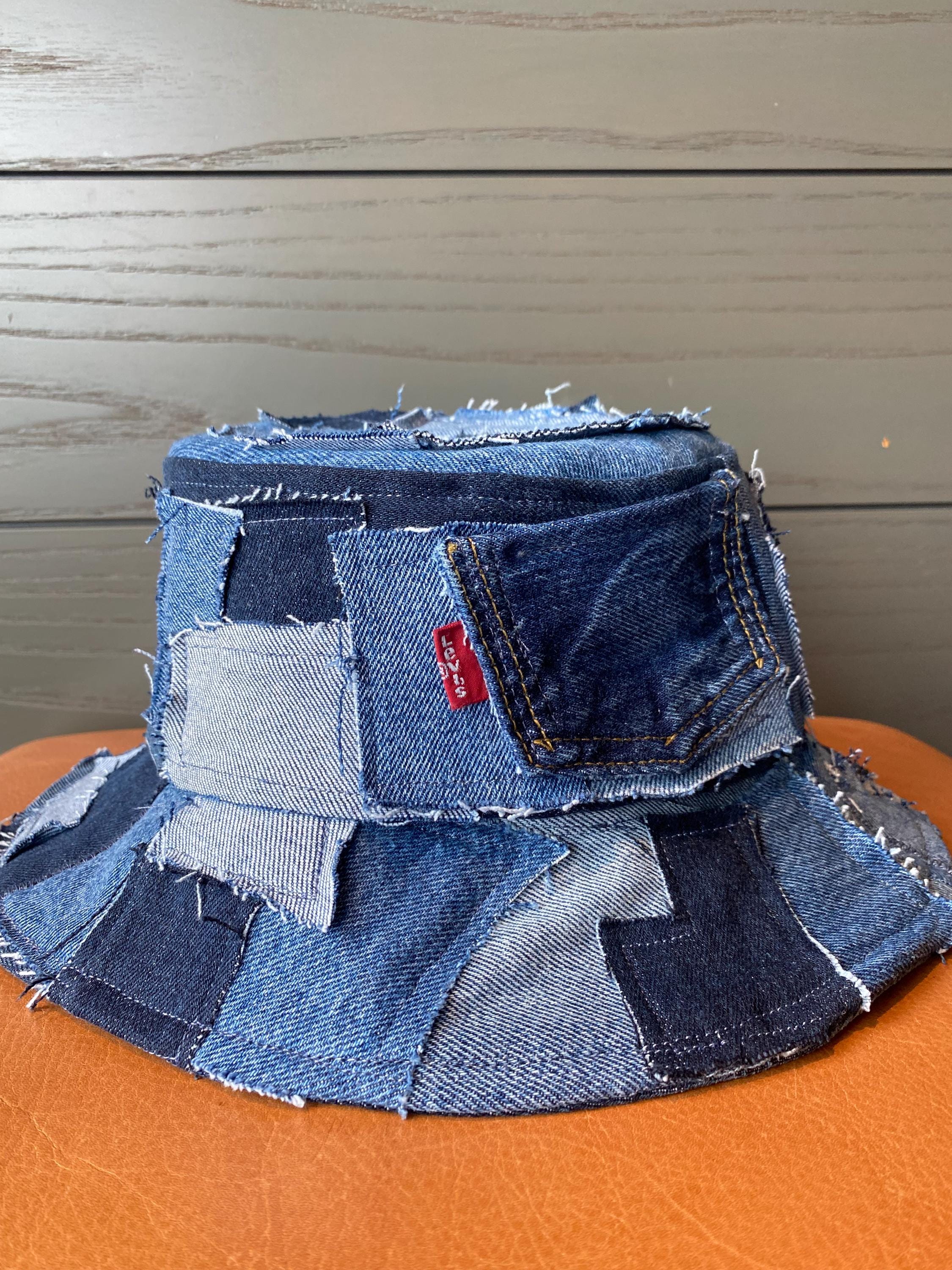 Patchwork Denim Bucket Hat - Levi’s Upcycled - Handmade - Satin Lined - One-of-a-kind - Vintage ...