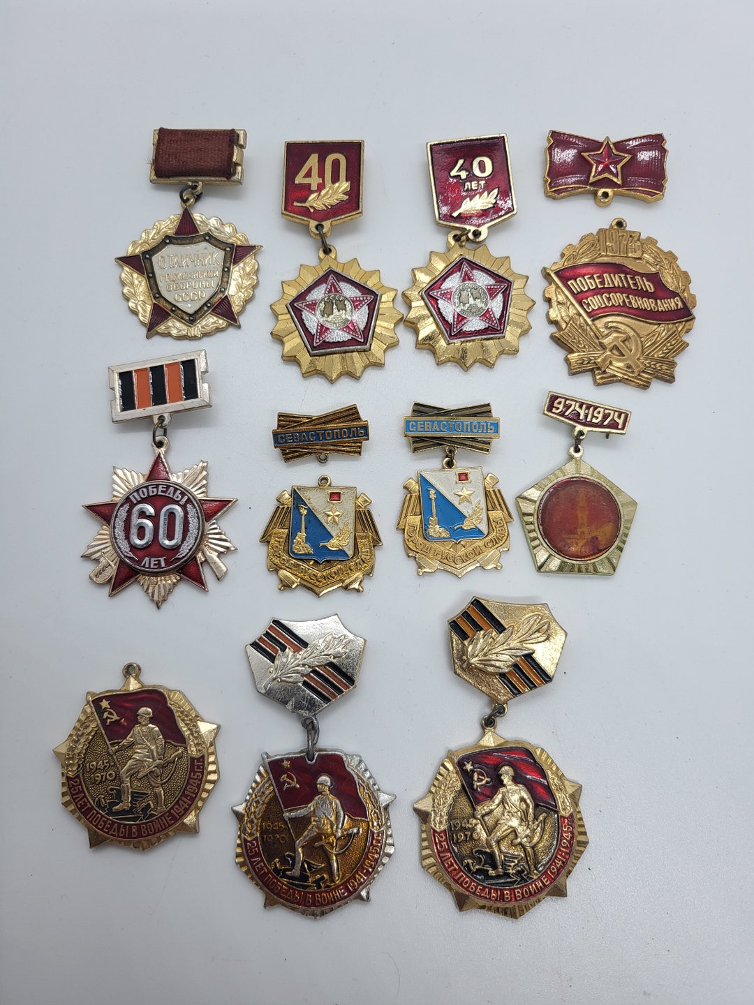 Miscellaneous Badges USSR 25 40 60 Years of Victory Communism Soviet ...