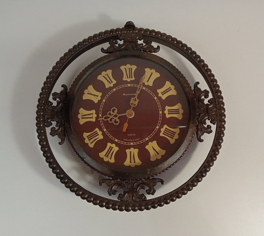 Wall Clock AMBER YANTAR JANTAR Decor Home Vintage Old Rare Retro ...