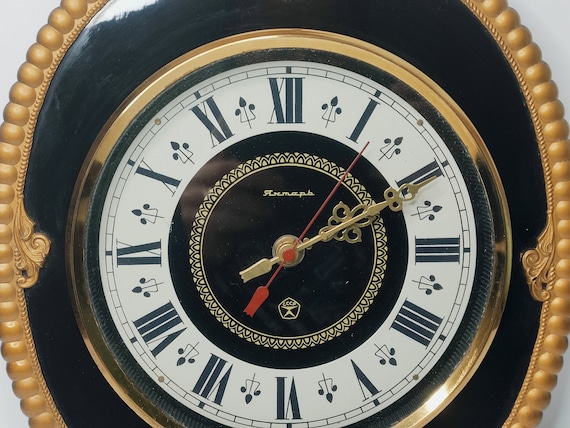 Soviet Large Wall Clock Amber Yantar Jantar Wood USSR Vintage ...