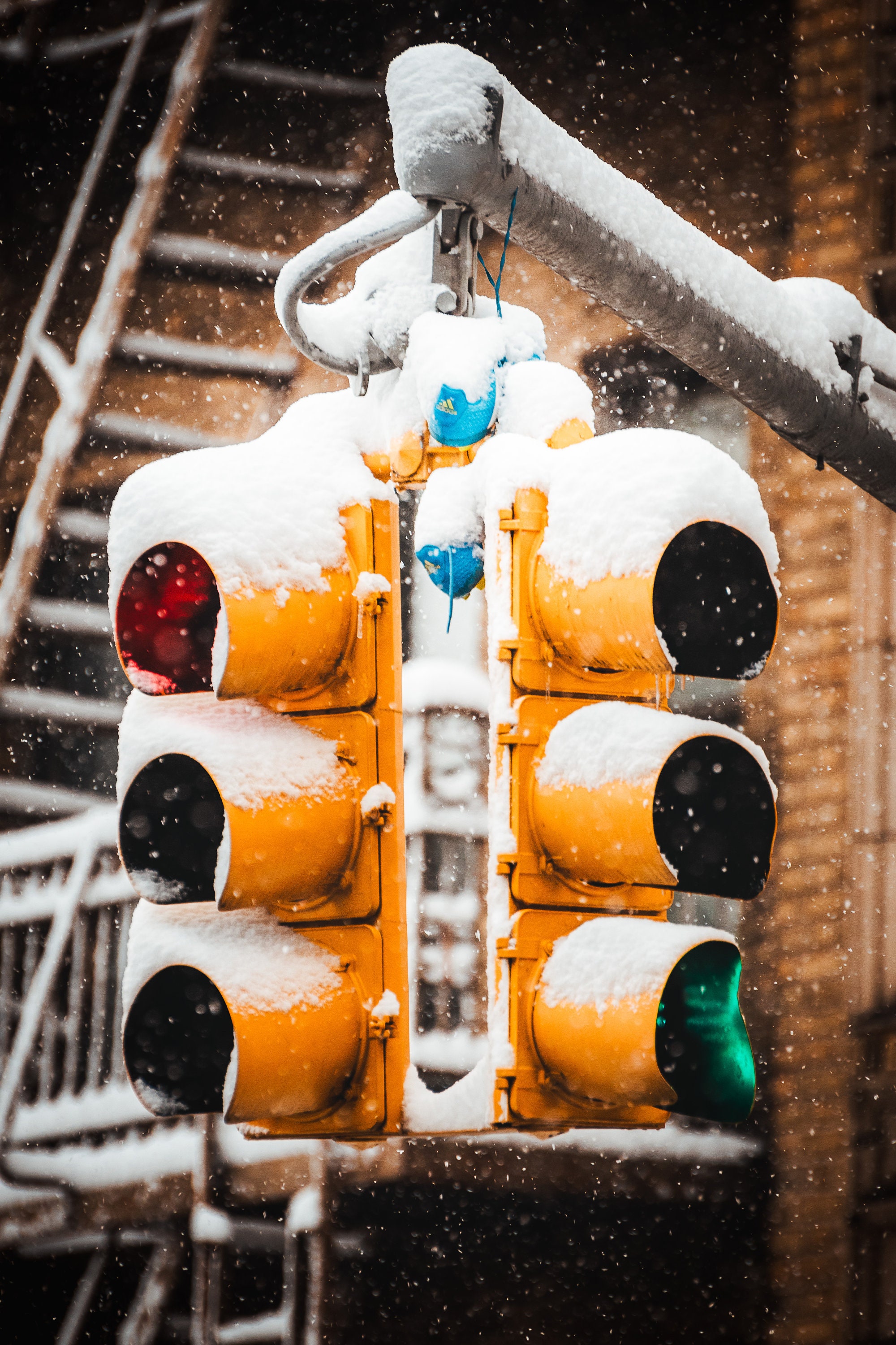 New York City Snowy Traffic Light Photo Print- NYC Elegant Street ...