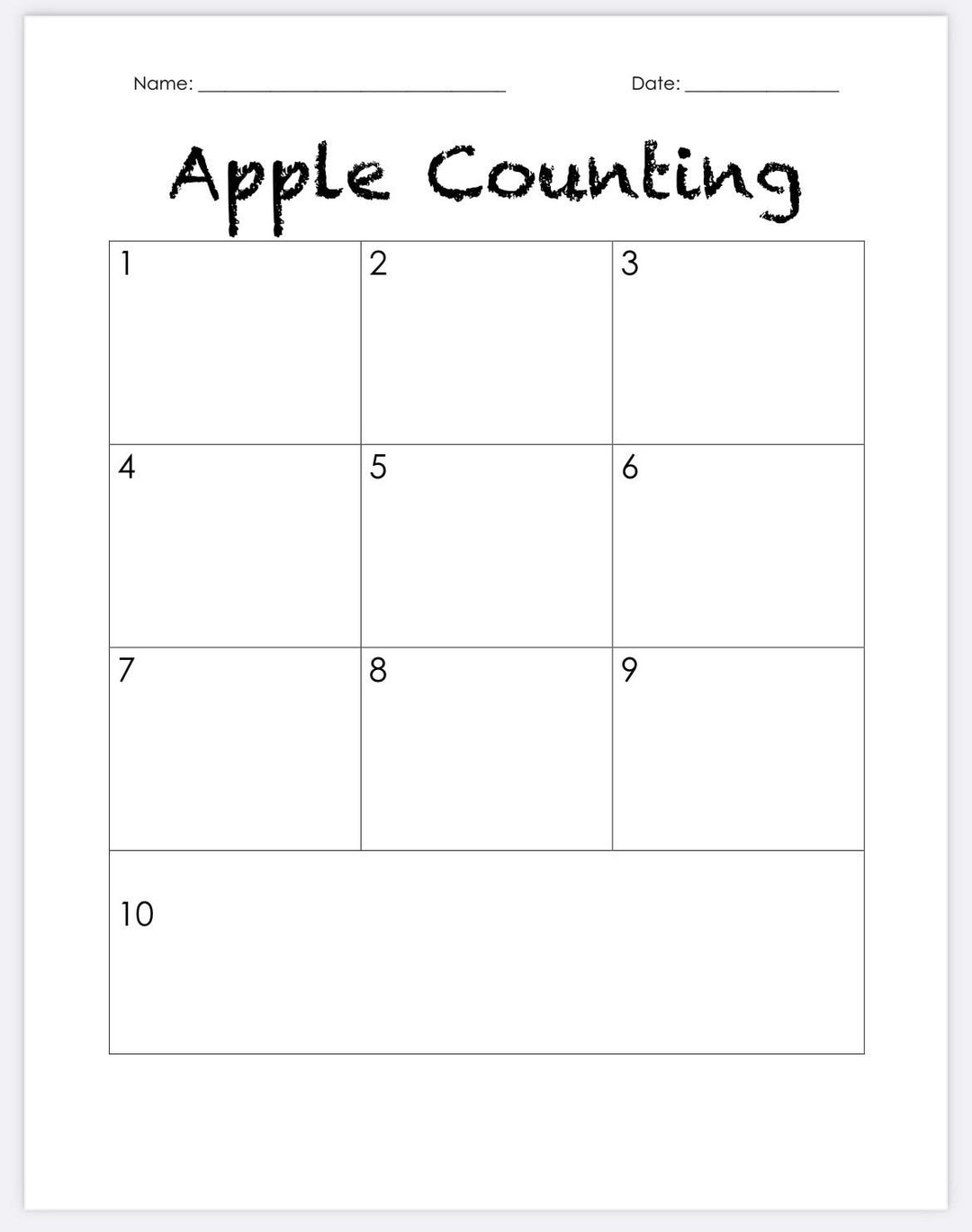 Apple Counting Worksheet - Etsy