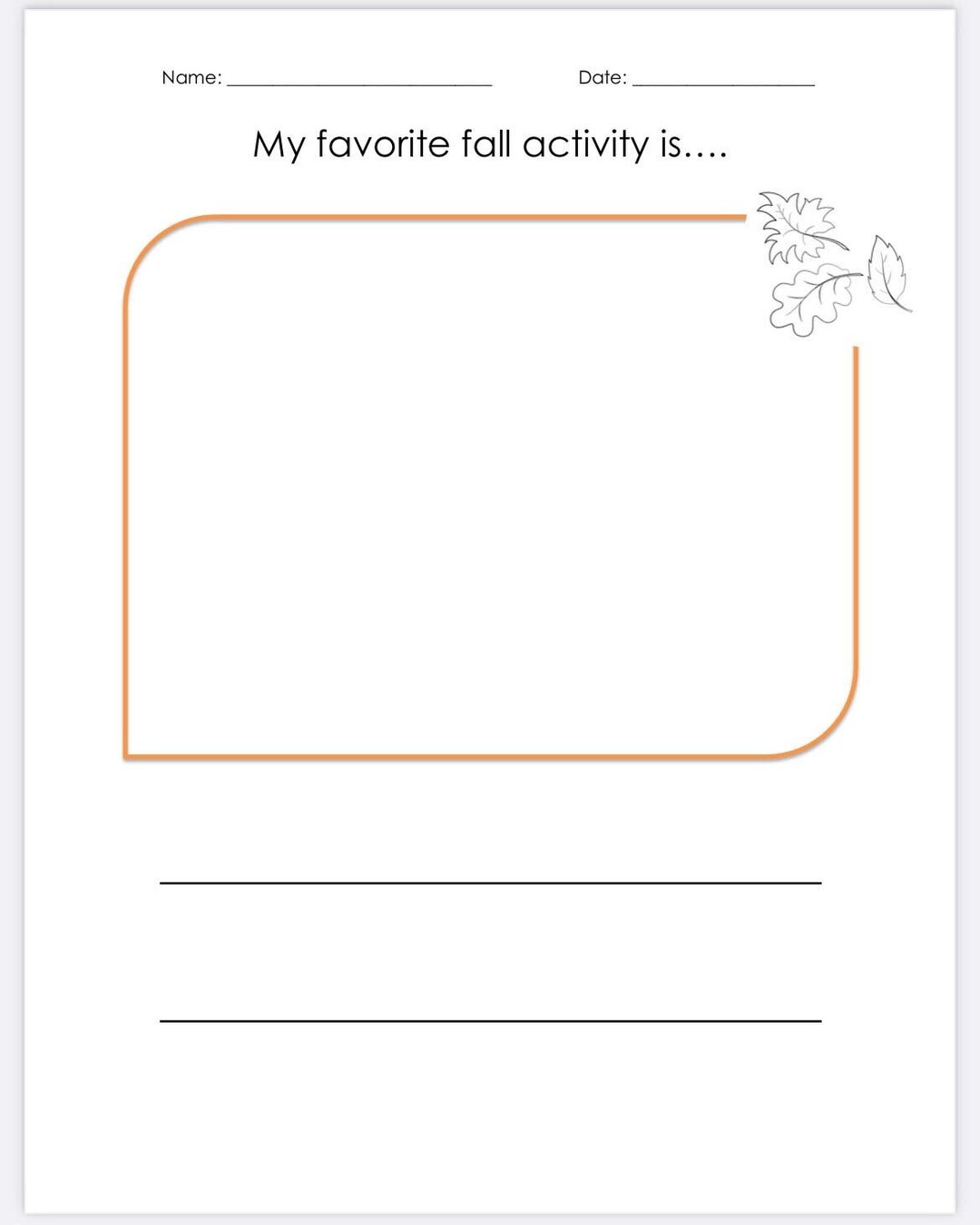 My Favorite Fall Activity - Writing Prompt - Etsy