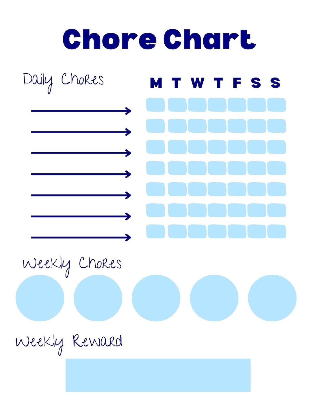 Chore Chart - Blue - Etsy