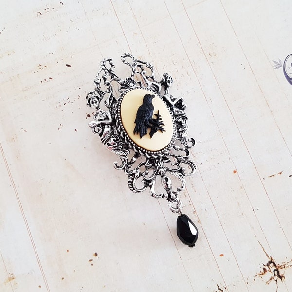 Raven Brooch - Etsy