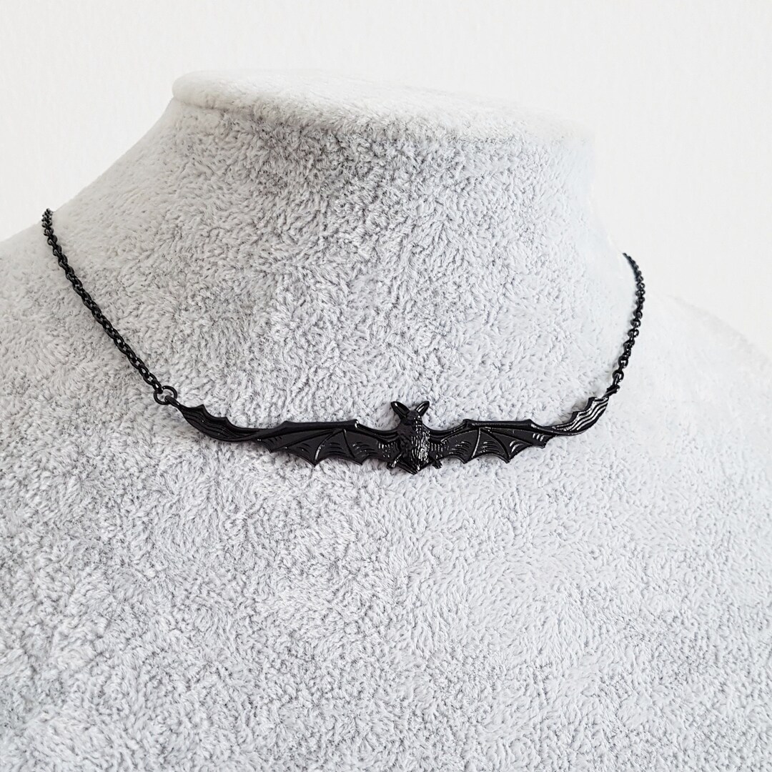 Bat Choker Necklace in Black Macbre Gothic Vampire Dracula - Etsy