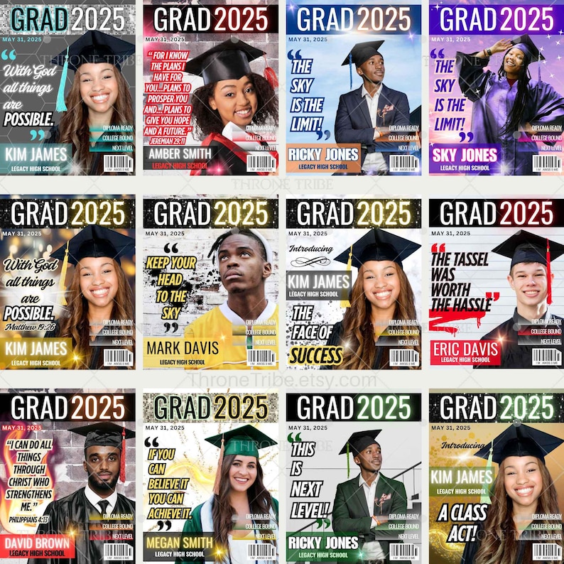 Grad Magazine Cover Bundle | 12 Editable Canva Templates | Digital ...