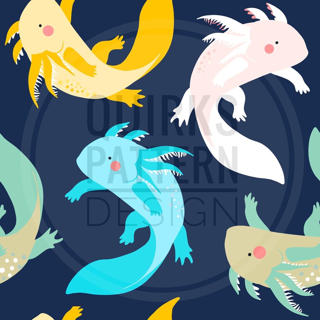 Axolotls Fabric Design, Axolotls Seamless Pattern, Digital Download ...