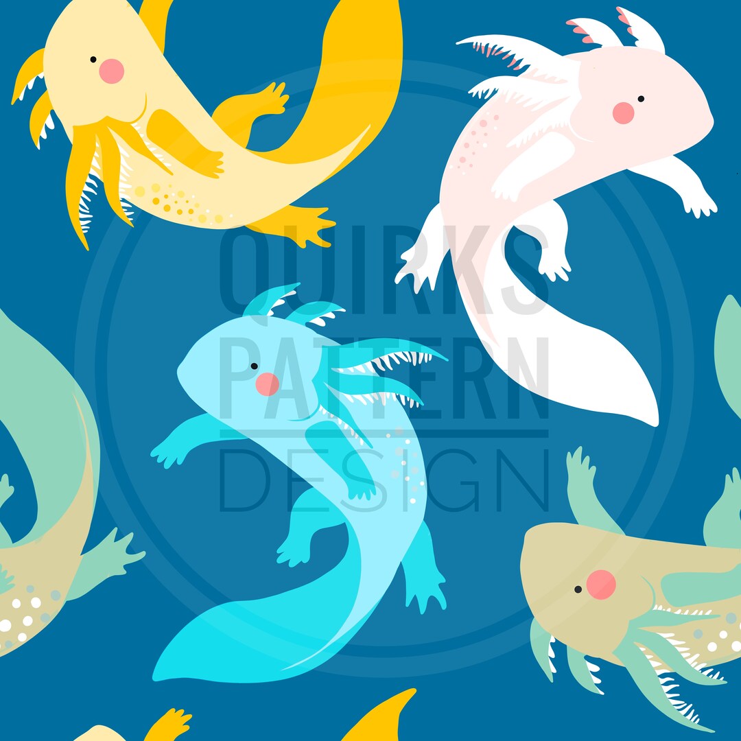 Axolotl Fabric Design, Axolotl Seamless Pattern, Digital Download ...