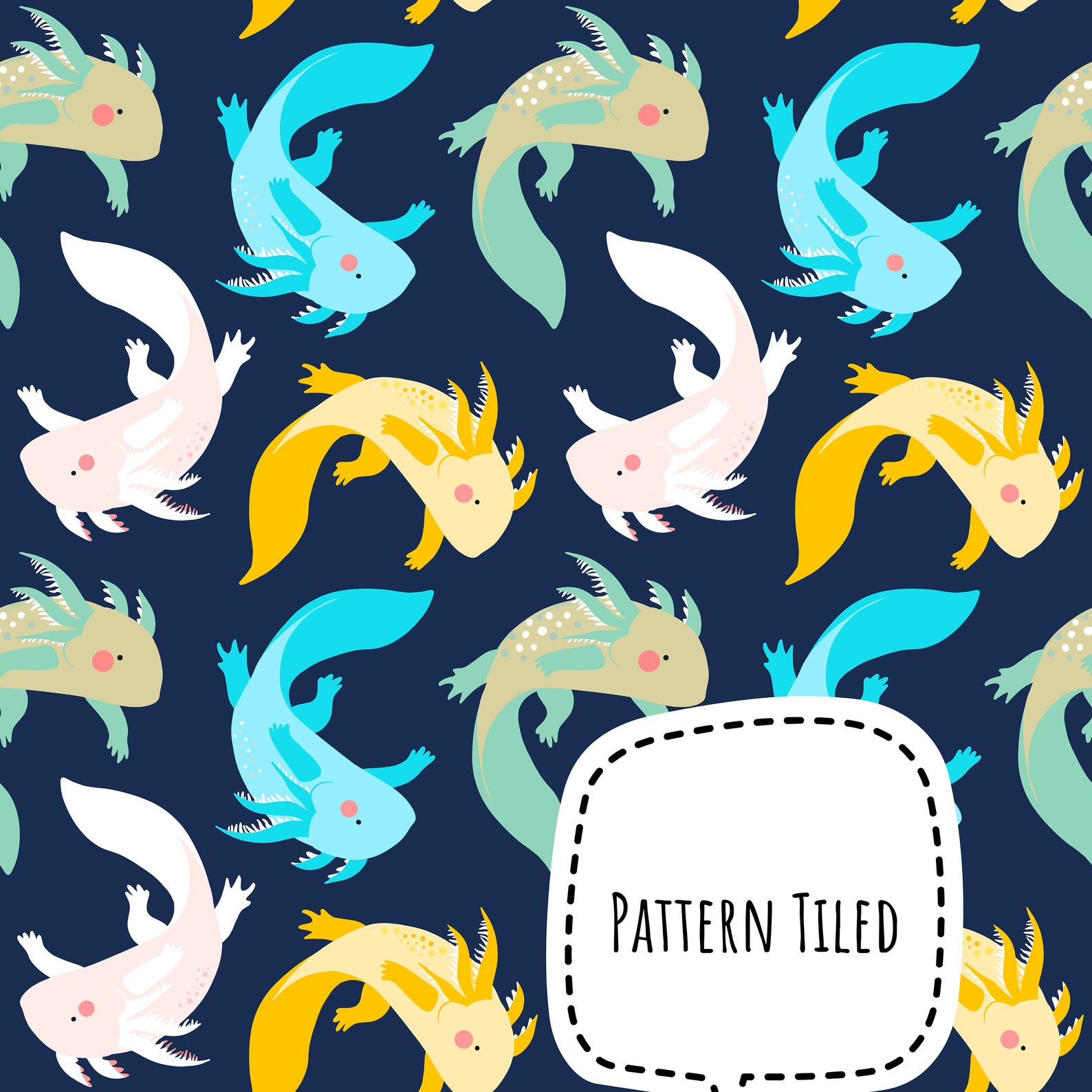 Axolotls Fabric Design, Axolotls Seamless Pattern, Digital Download ...