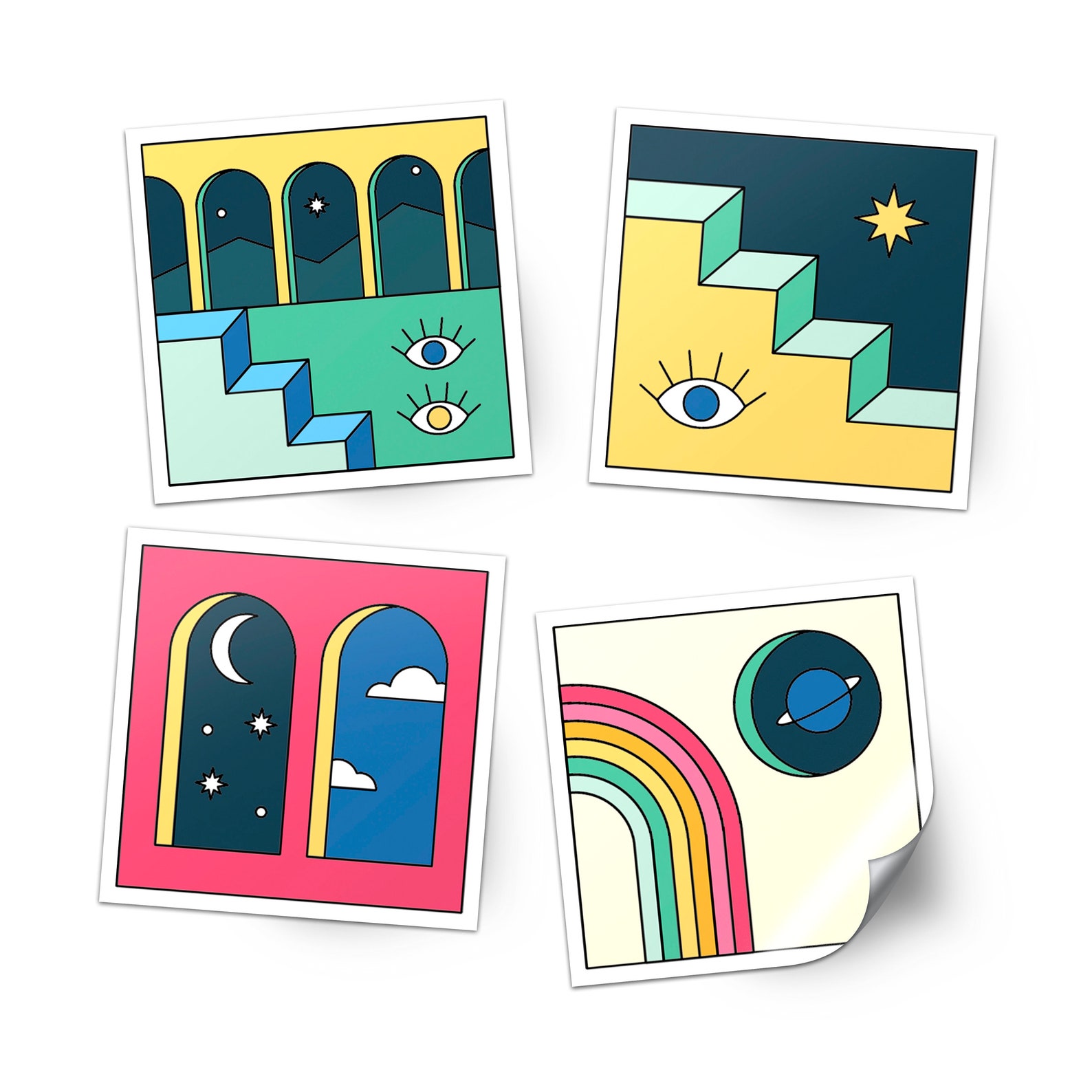 Dreamy Stickers Aesthetic Stickers Square Stickers Dreamy | Etsy