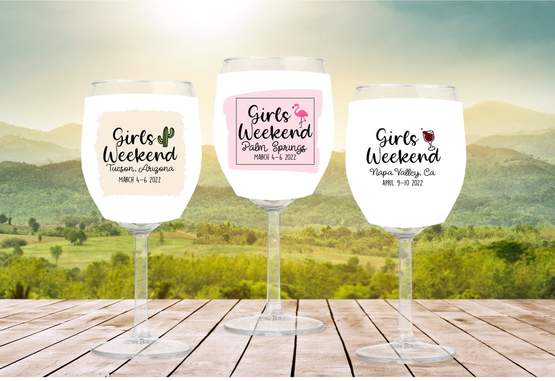 Custom Girls Weekend Wine Glass Sleeves, Personalized Text, Wine ...