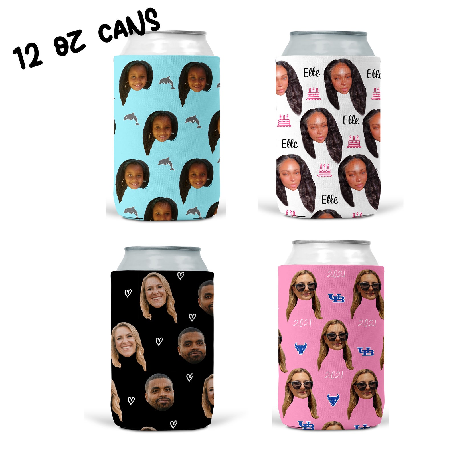Custom Faces Can Coolers, Custom Photo Can Coolies, Birthday Can ...