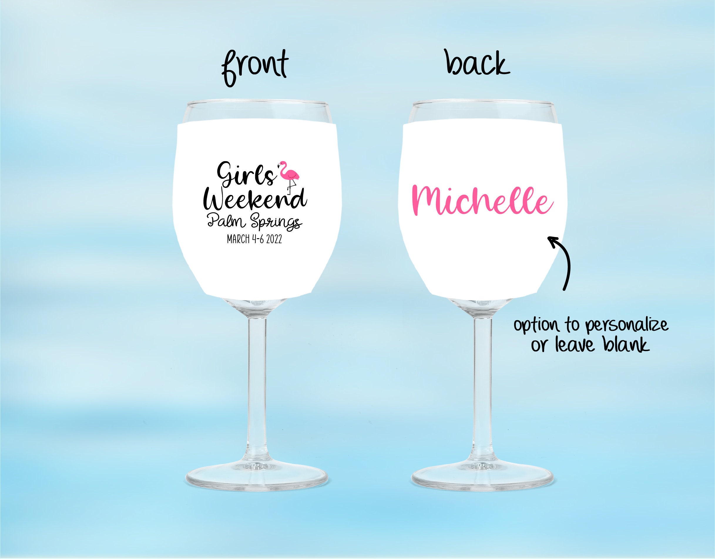 Custom Girls Weekend Wine Glass Sleeves, Personalized Text, Wine ...