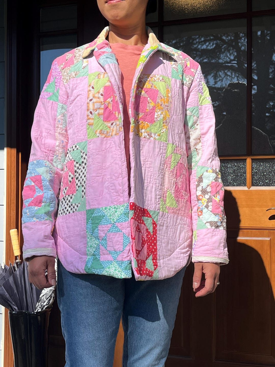 Vintage Amy's Pink, Pastel Patchwork Quilted Jacket With a Collar - Etsy