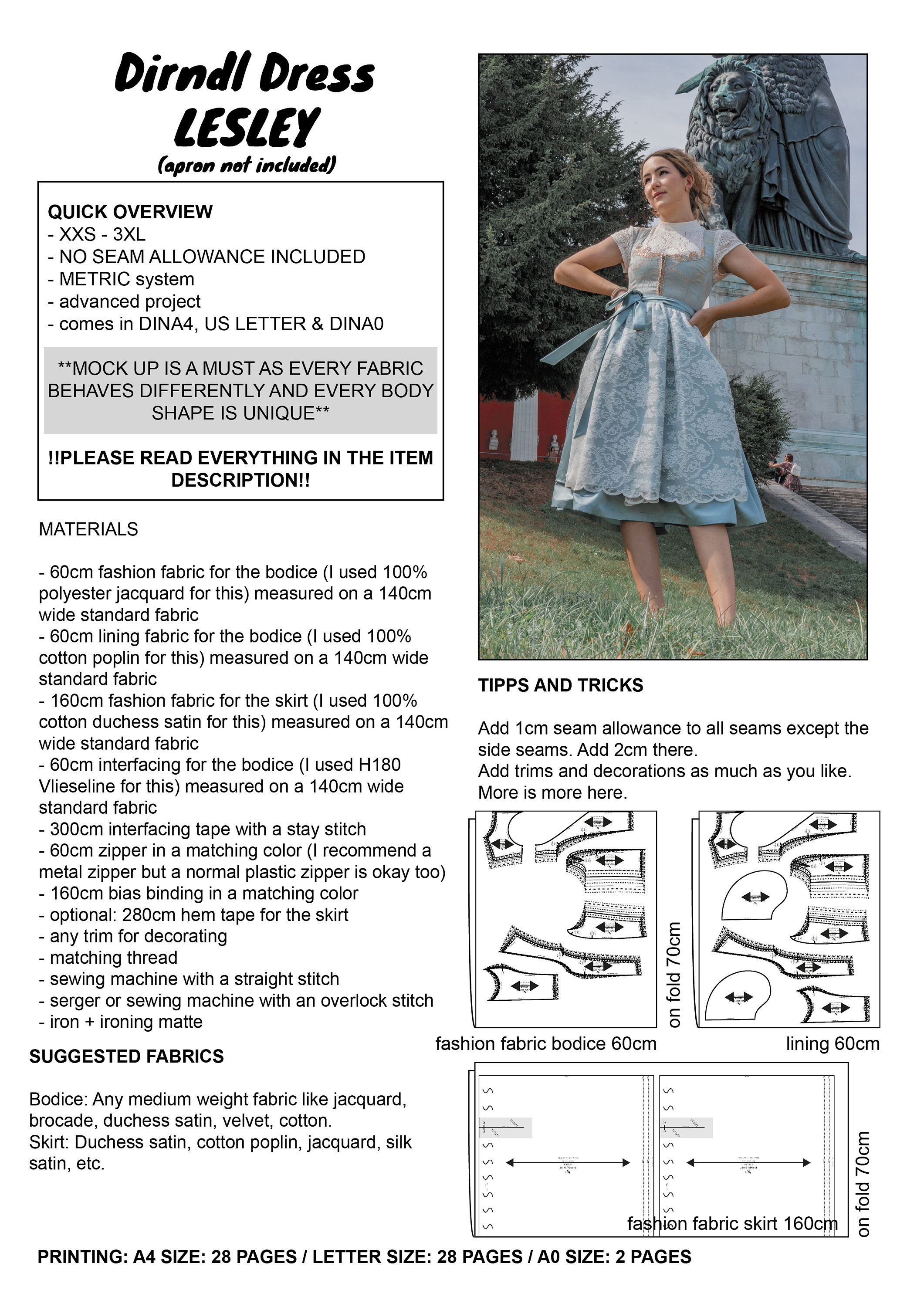 PATTERN - Dirndl Dress LESLEY - THISISKACHI - Etsy