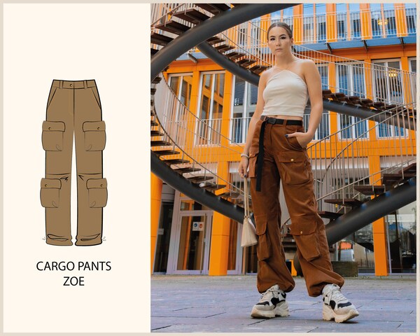 High Waisted Cargo Pants Sewing Pattern INSTANT DOWNLOAD Sewingpattern ...